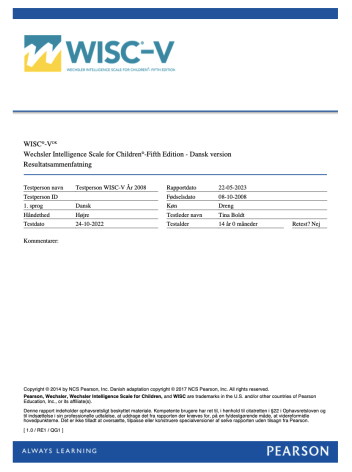 WISC-V Eksempelrapport Q-global